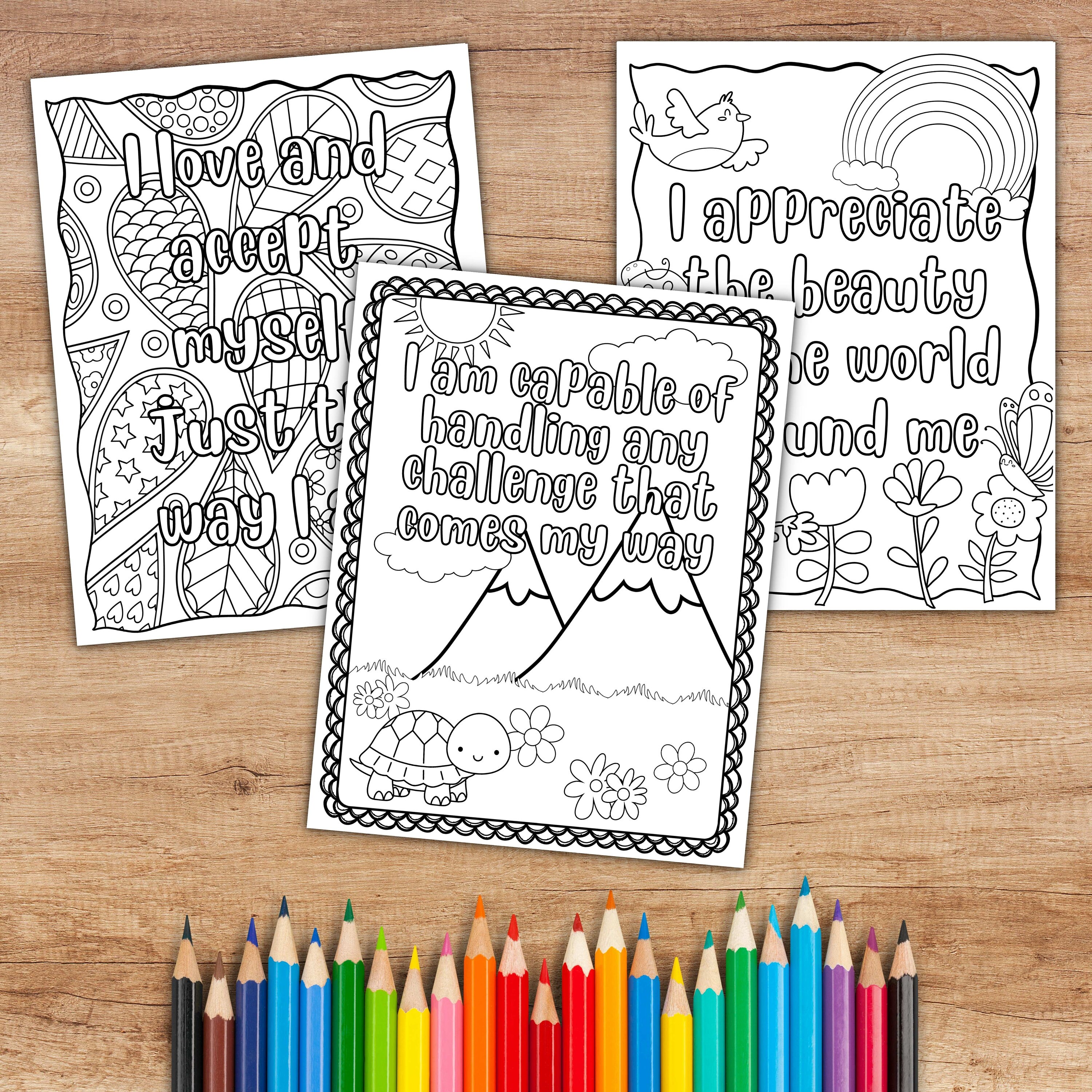 Positive Mental Health Coloring Pages - 25 Empowering Affirmations With ...