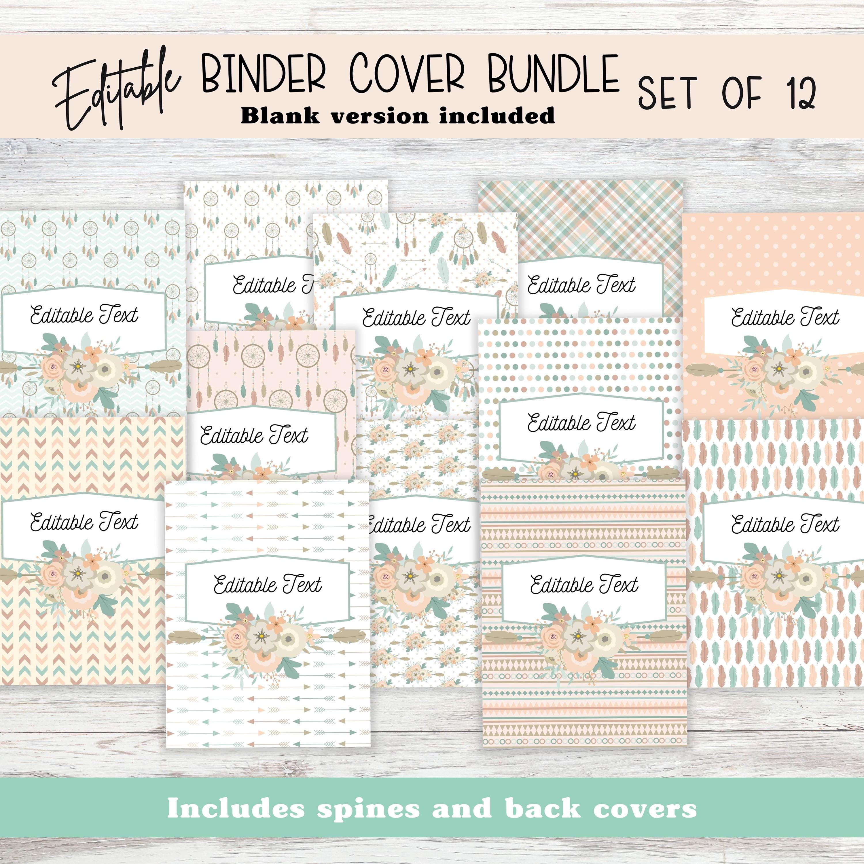 Binder Cover Printable - Set of 12 Editable Boho Covers and Spines - Etsy