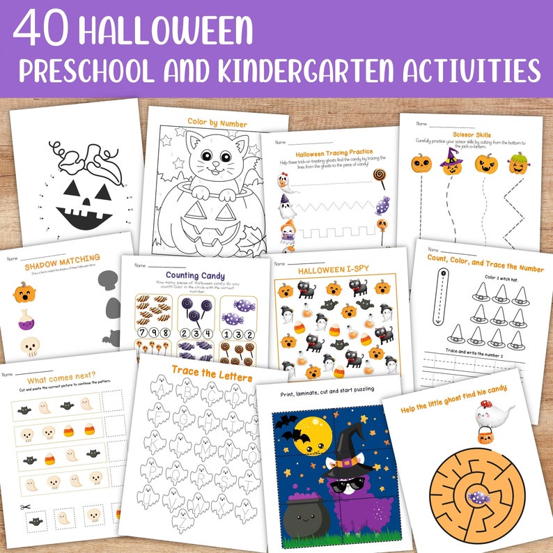 Halloween Preschool Worksheet and Activity Bundle - Pre-k Kindergarten ...