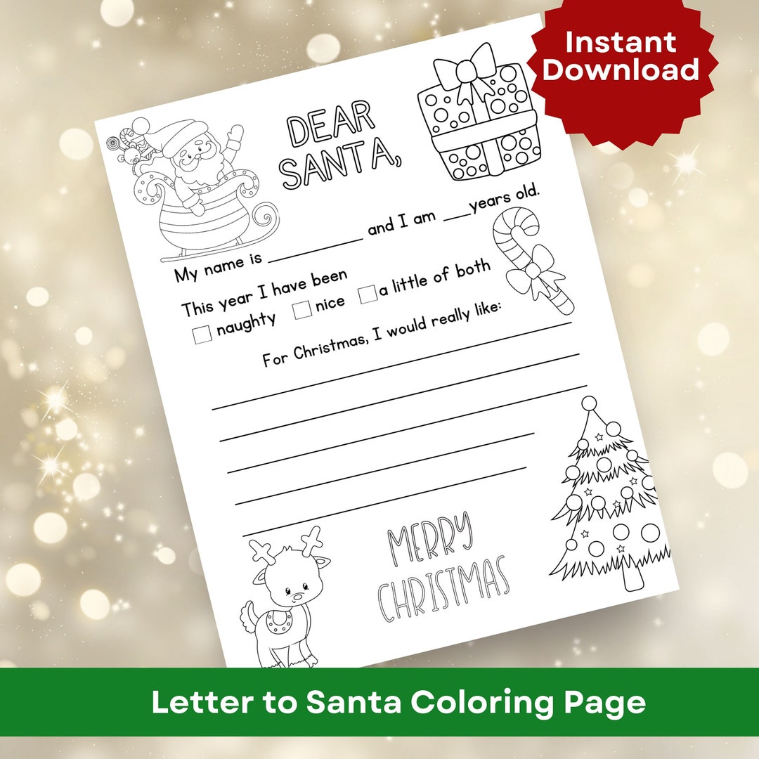 Letter to Santa Coloring Page - Printable Dear Santa Christmas Wish ...