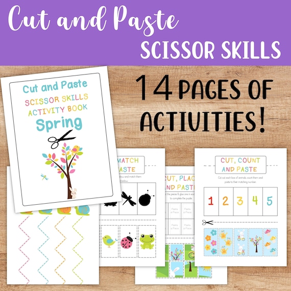 Preschool Cut and Paste Worksheets Scissor Skills Activity - Etsy