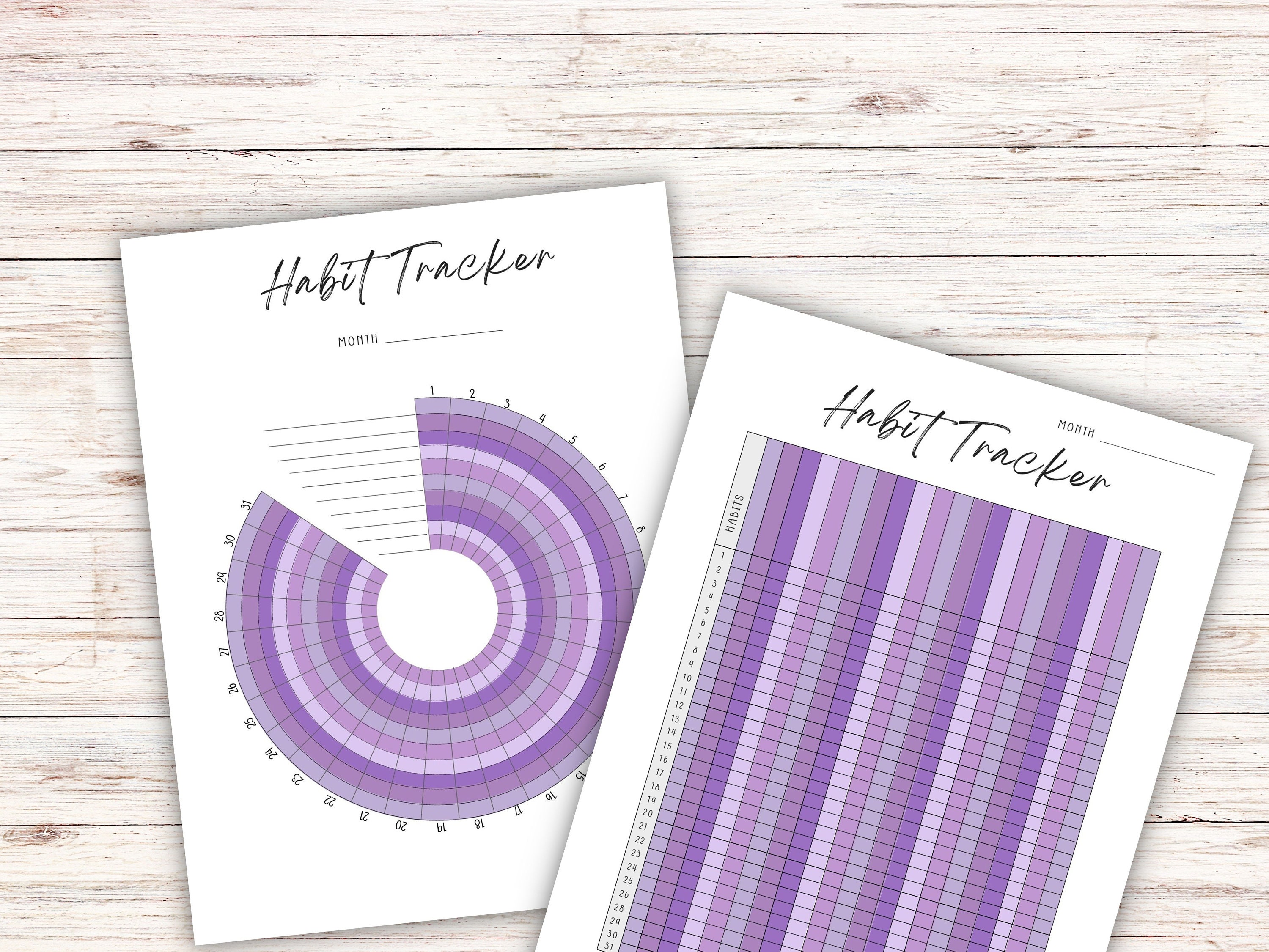 Habit Tracker Printable Purple Bundle of 10 to Track Your Daily and ...