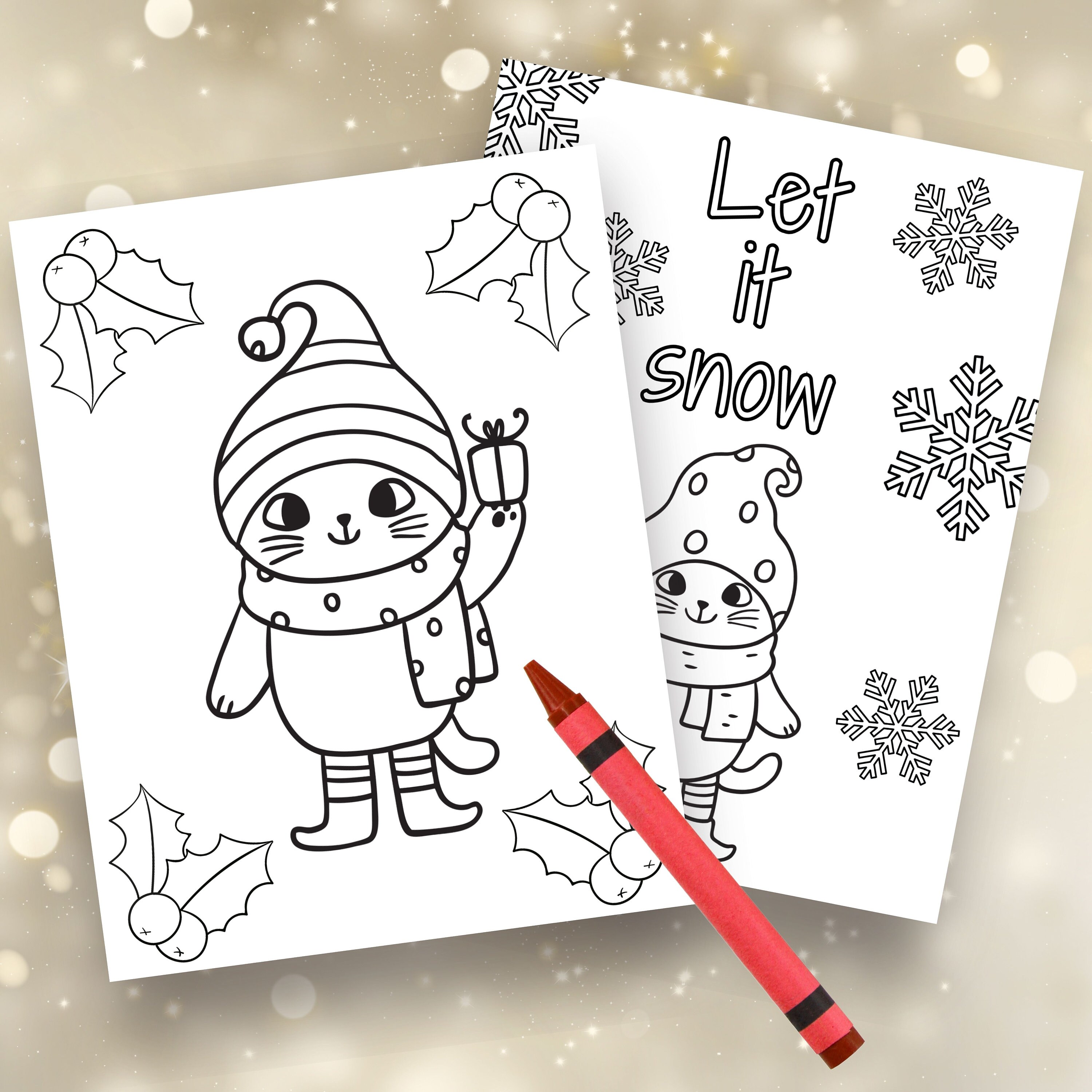 Christmas Cat Coloring Pages - 10 Printable Coloring Sheets for Kids ...