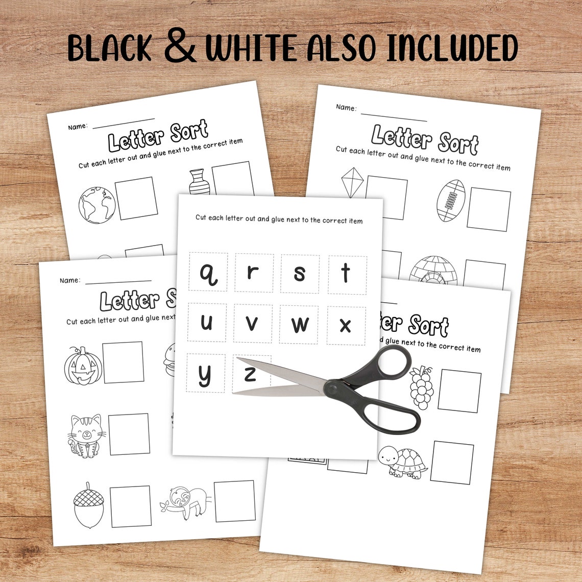 Beginning Sounds Worksheets Cut and Paste Phonics Alphabet Letter ...