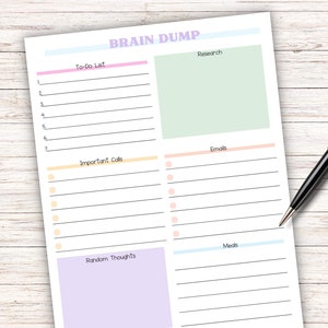 Brain Dump Bundle - ADHD Daily Planner Printable With to Do List ...