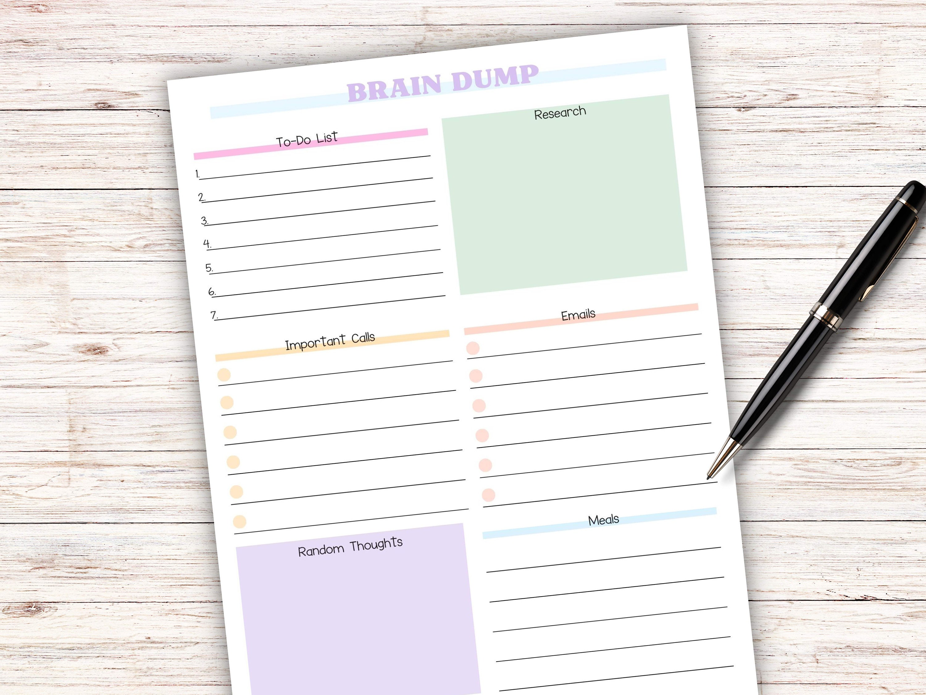 Brain Dump Bundle ADHD Daily Planner Printable With to Do List ...
