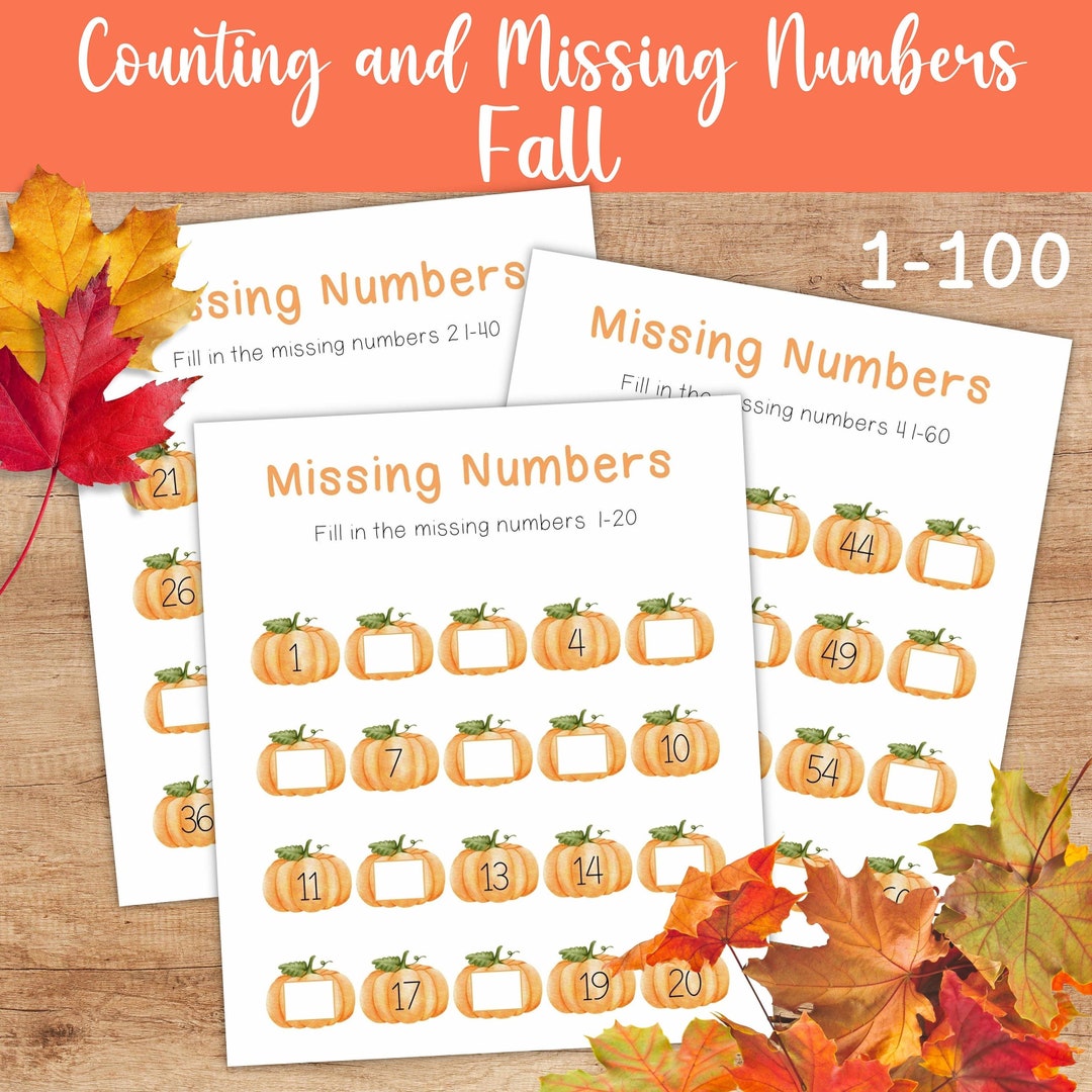 Missing Number Worksheets for Kindergarten and Preschool Math - Fall ...