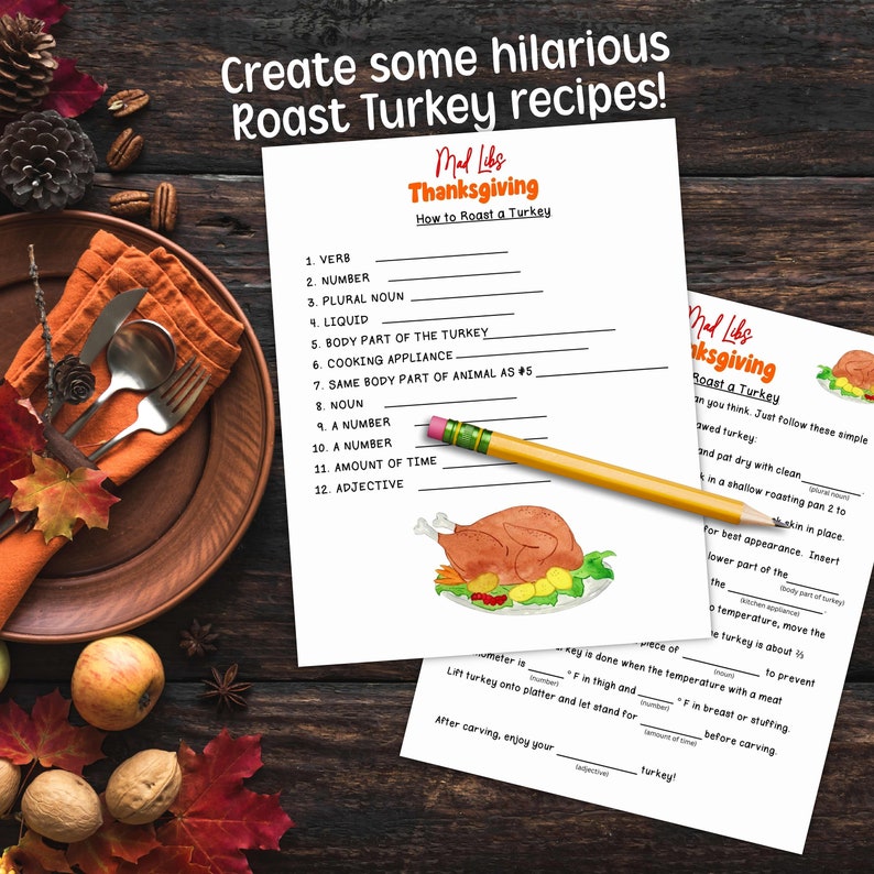 Thanksgiving Mad Libs Game for Kids, Teens, and Adults - Funny Fall ...