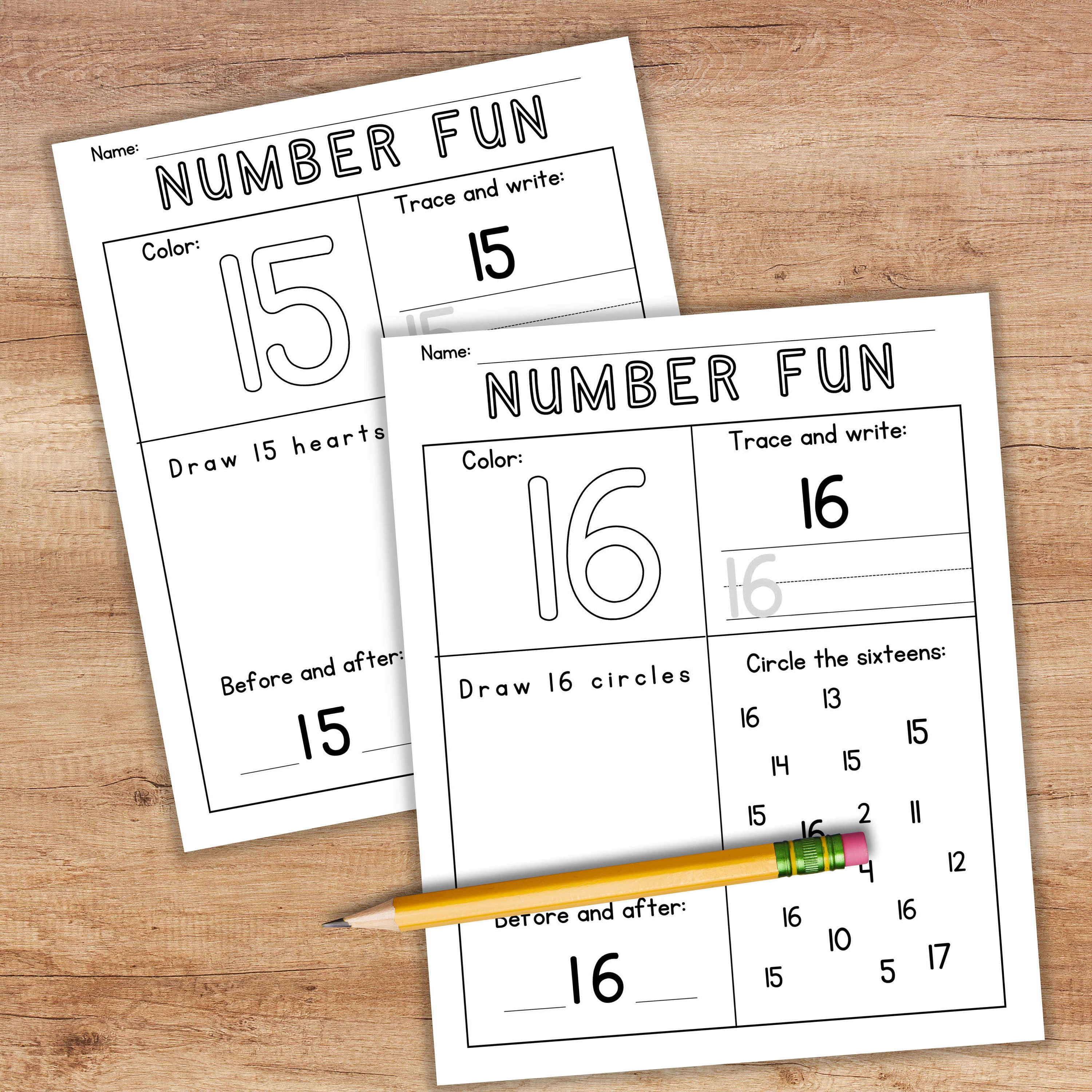 Number Tracing Worksheets 11 to 20 - for Preschool Pre-k Kindergarten ...
