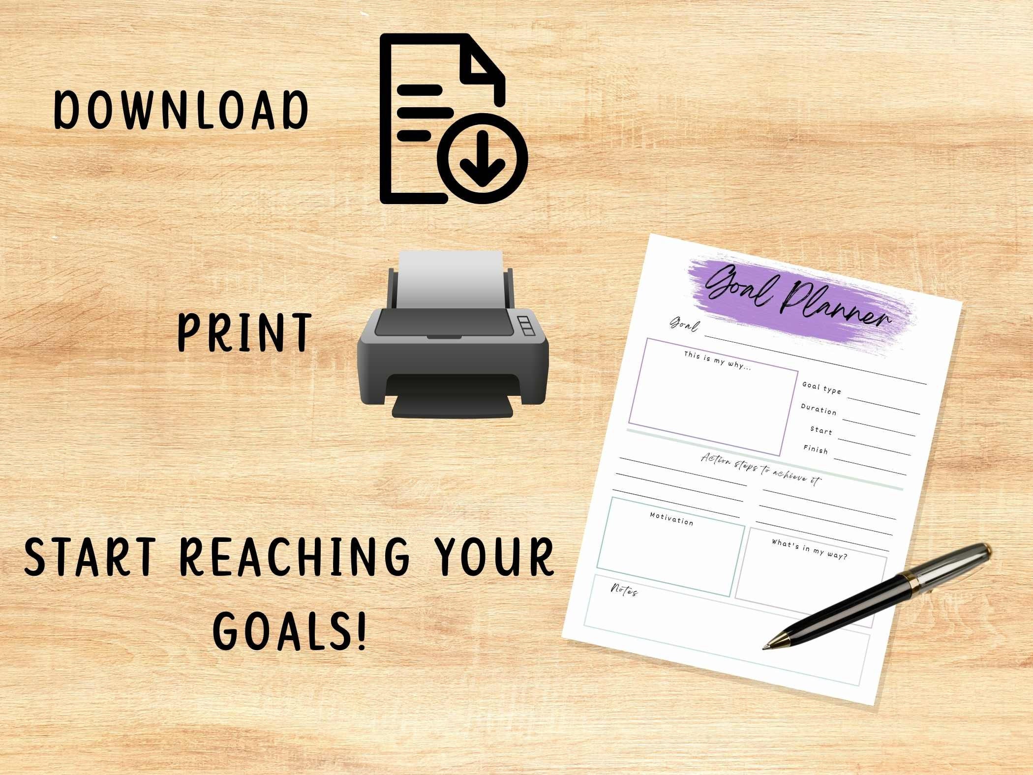 Goal Setting Worksheet Bundle - Printable Planner With SMART Goal ...