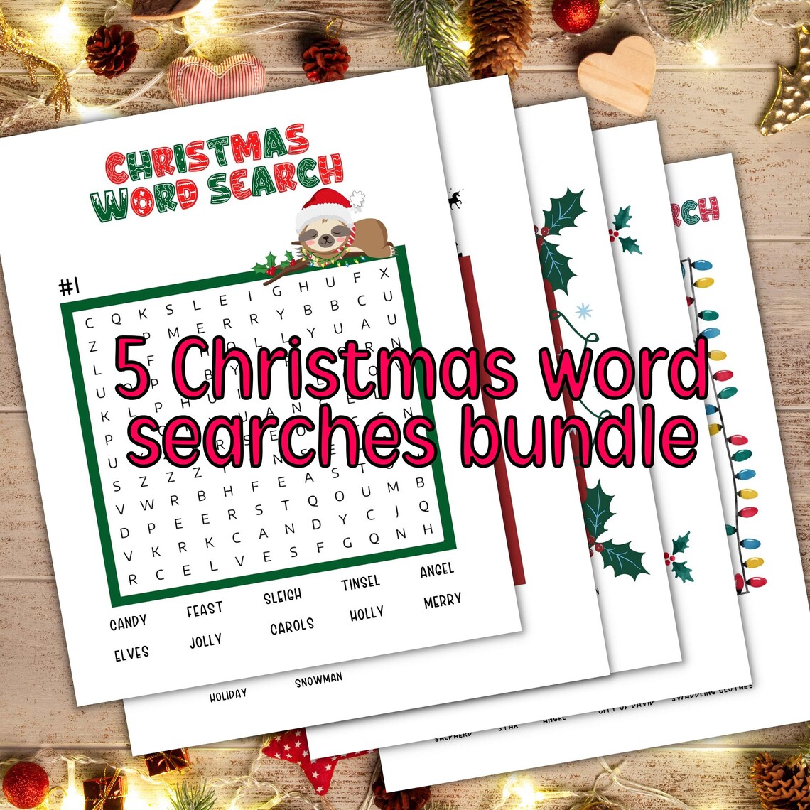 Christmas Word Search Bundle Printable Fun Holiday Party Games for Kids ...