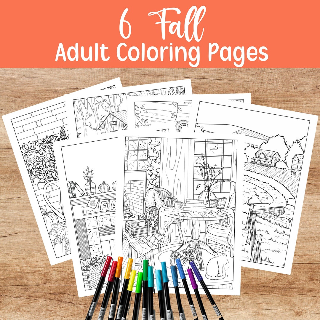 6 Fall Coloring Pages for Adults and Teens - Printable Relaxation ...