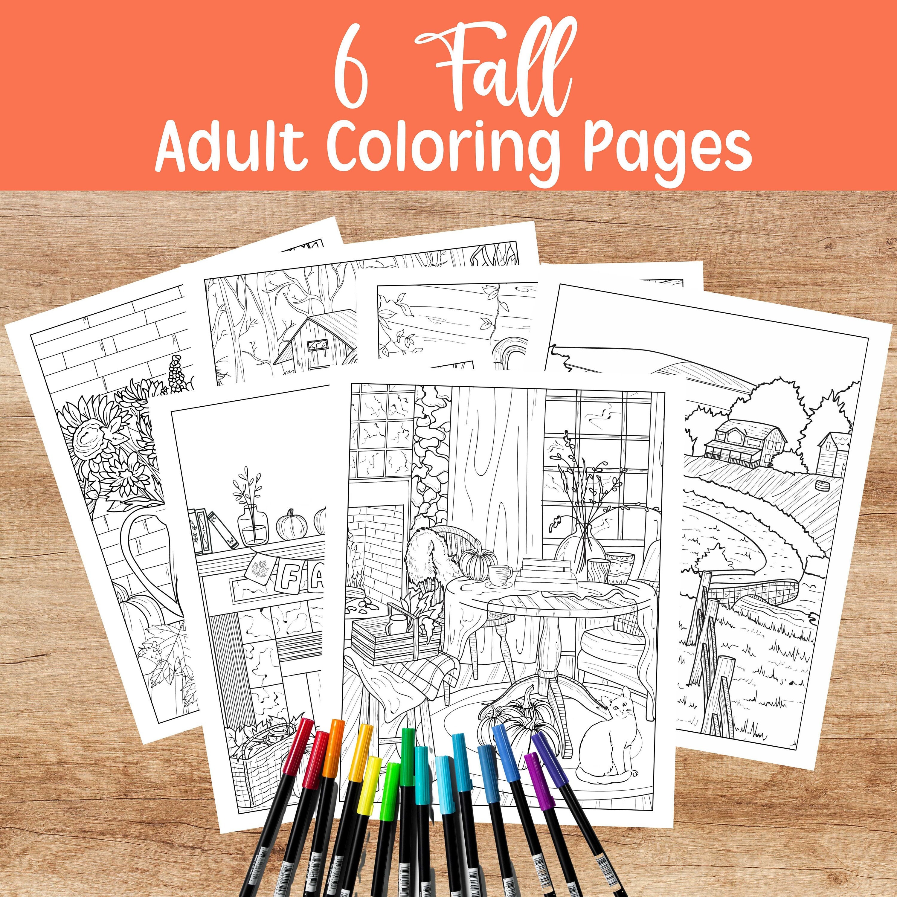 6 Fall Coloring Pages for Adults and Teens - Printable Relaxation ...