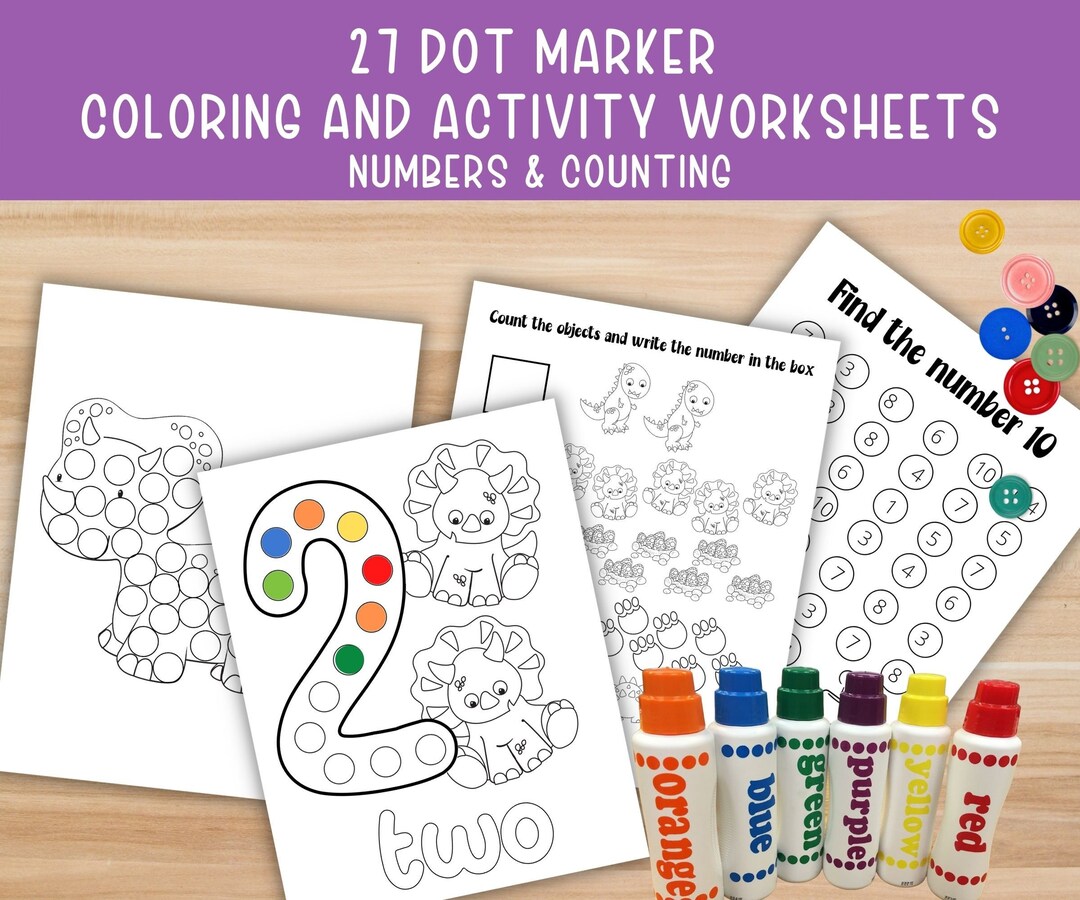 Dot Marker Printable - Dinosaur Number Recognition Coloring and ...