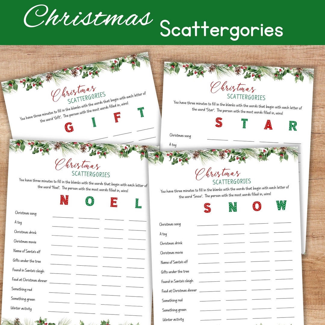 Christmas Scattergories Game - Holiday Activity Printable - for Work or ...