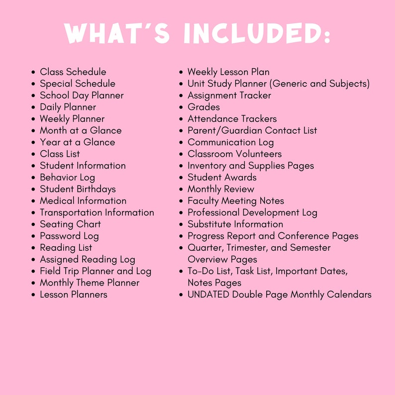 Pink Cactus Teacher Planner Printable - Teaching Binder With Lesson ...