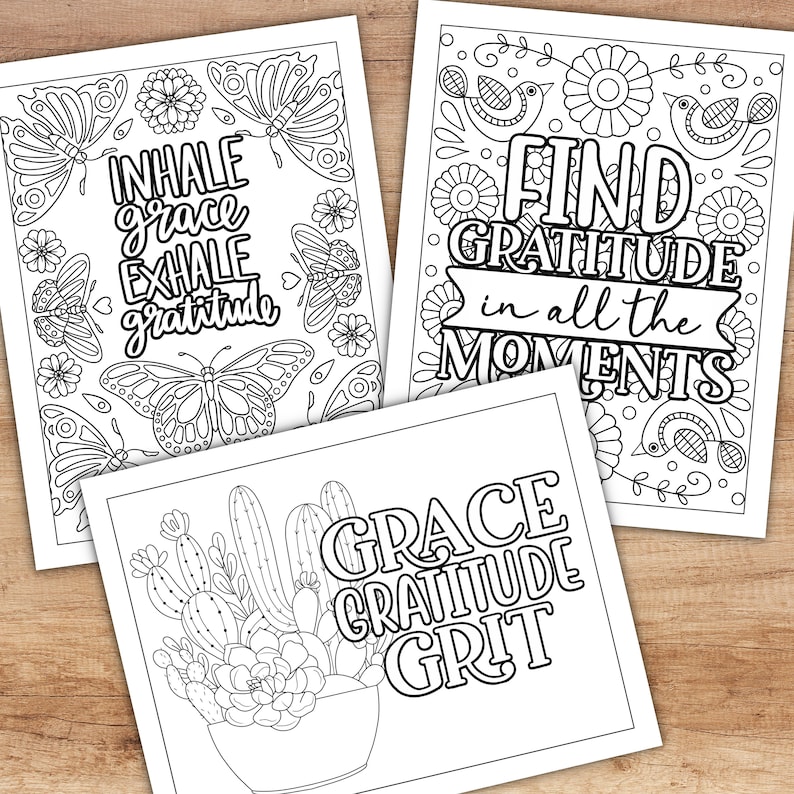 25 Gratitude Coloring Pages for Adults and Teens - Printable Self Care ...