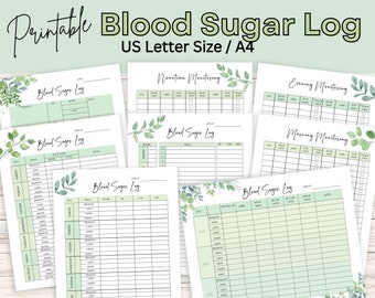 Blood Sugar Tracker | Diabetes Journal | Printable Blood Sugar Log Book ...