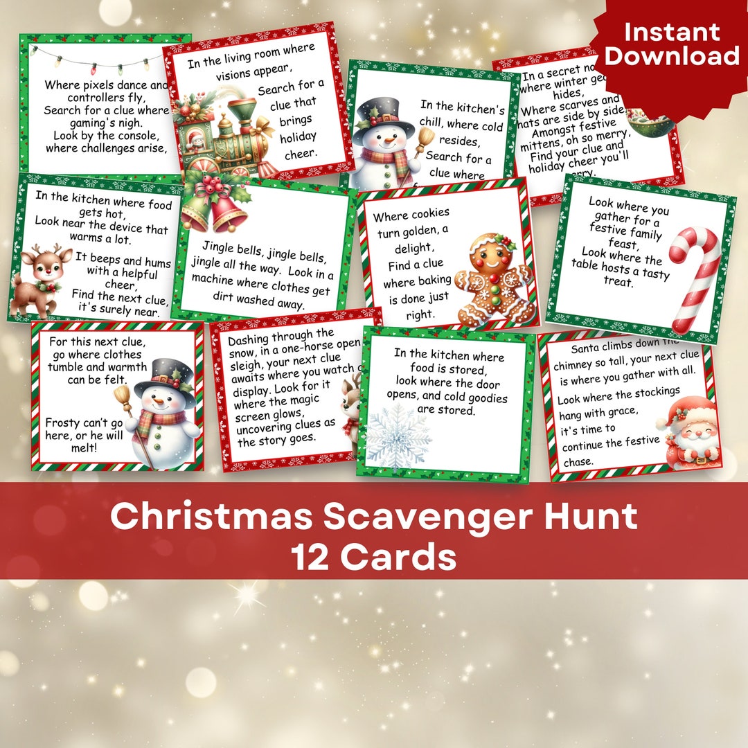 Christmas Scavenger Hunt for Kids and Teens - Christmas Printable ...