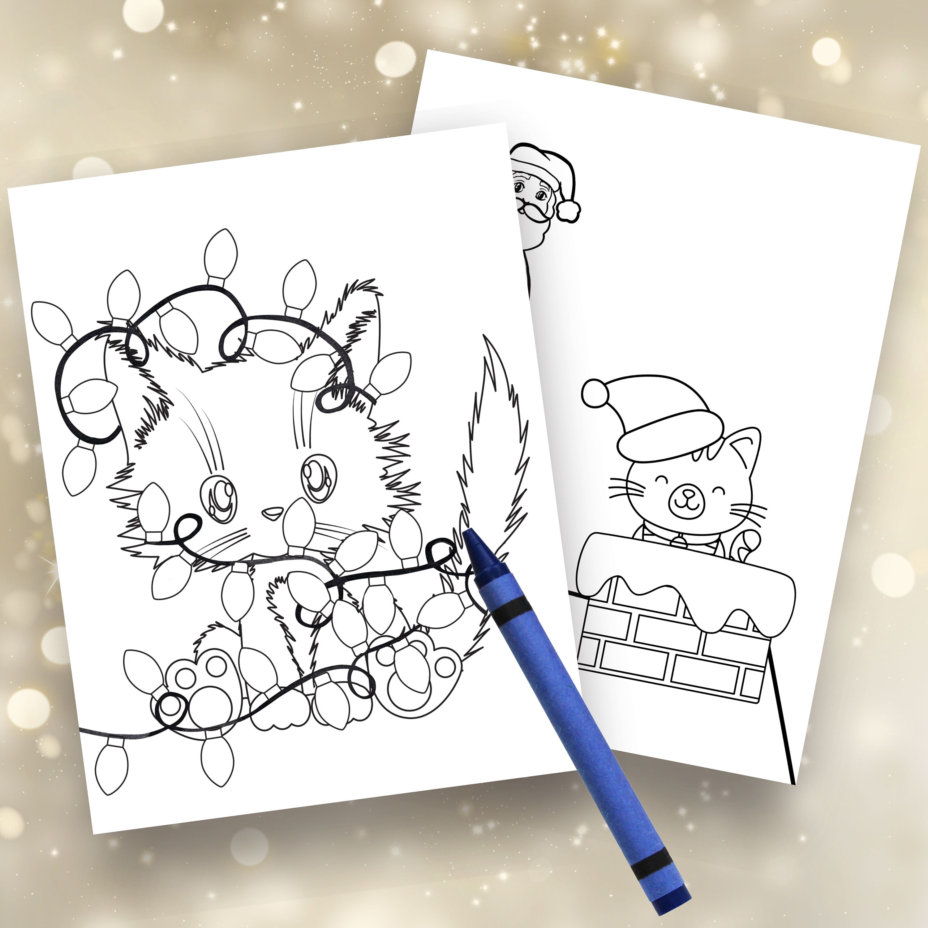 Christmas Cat Coloring Pages - 10 Printable Coloring Sheets for Kids ...