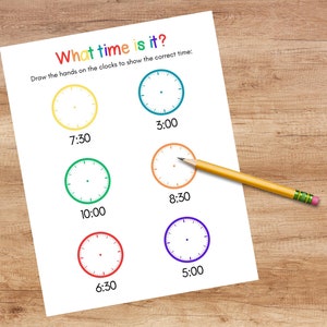 Telling Time Printable - First Grade Math Time to the Hour and Half ...
