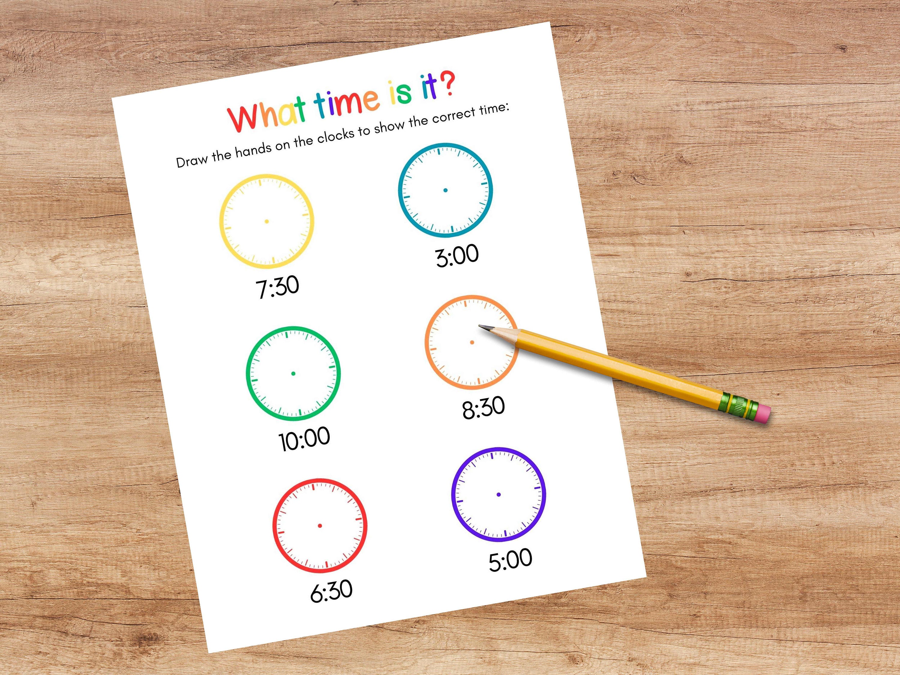 Telling Time Printable - First Grade Math Time to the Hour and Half ...