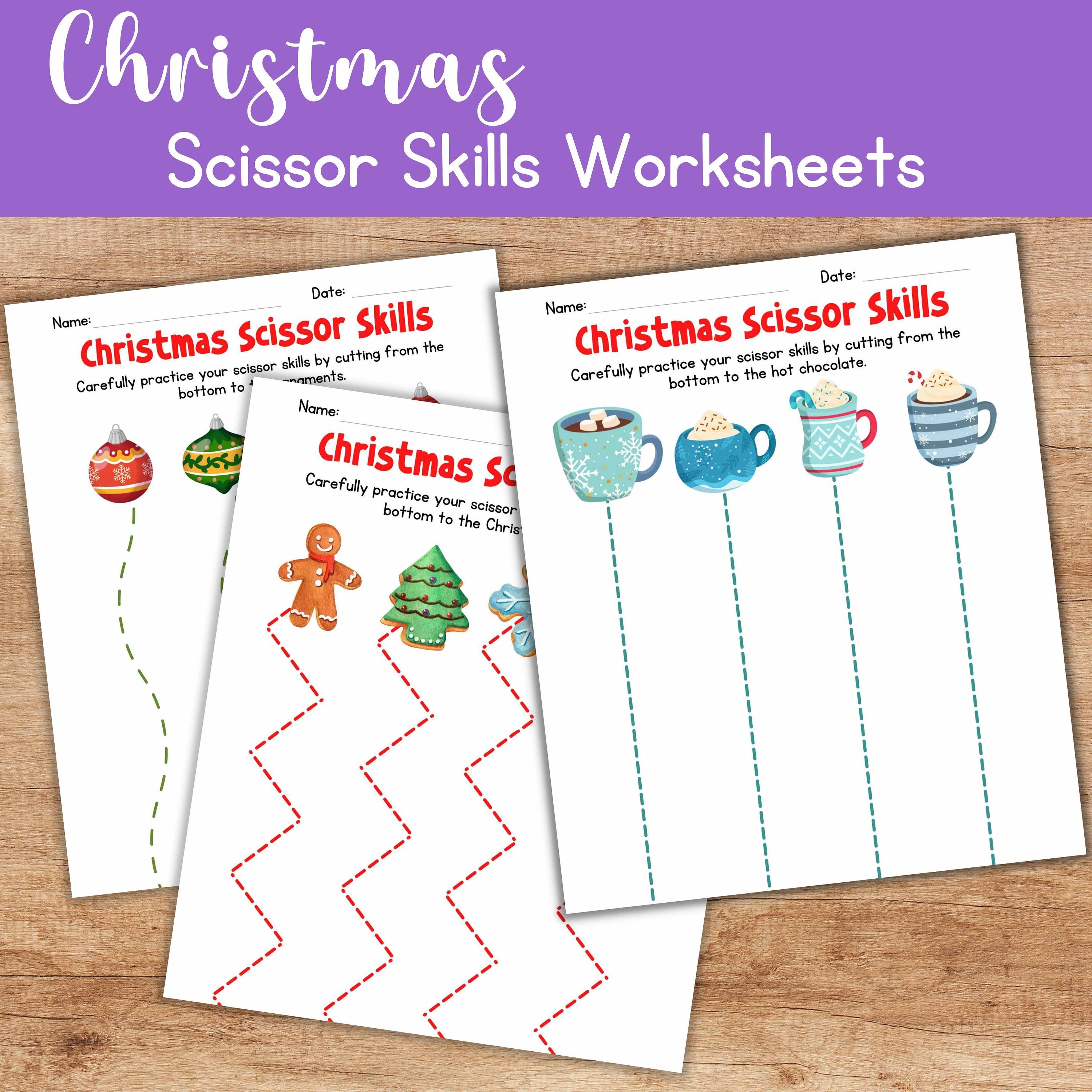 Christmas Scissor Skills Worksheets - Preschool Pre-k Kindergarten ...