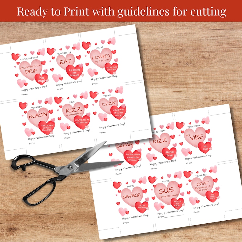 Slang Kids Valentine's Day Cards - 12 Funny Printable School Classroom ...
