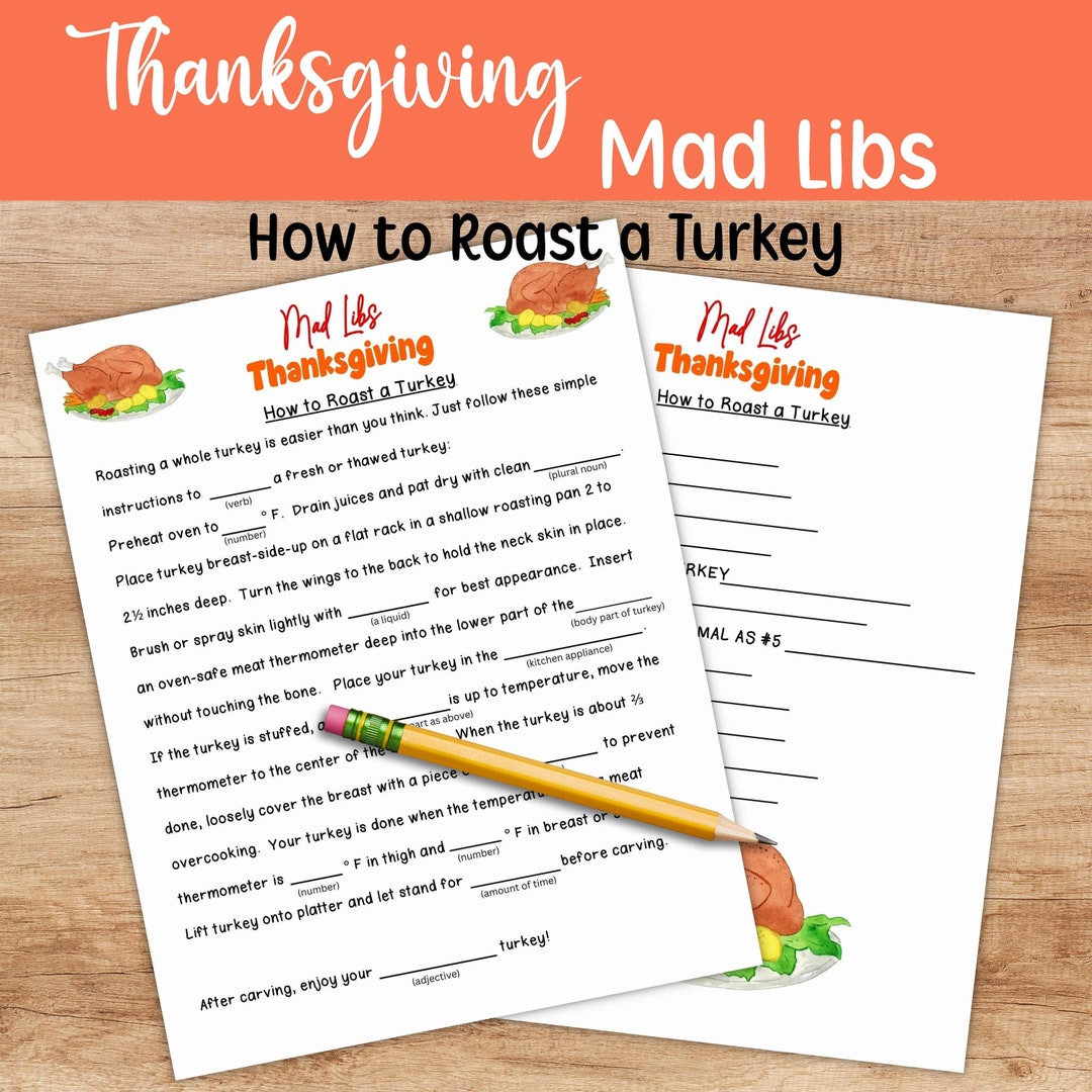 Thanksgiving Mad Libs Game for Kids, Teens, and Adults - Funny Fall ...