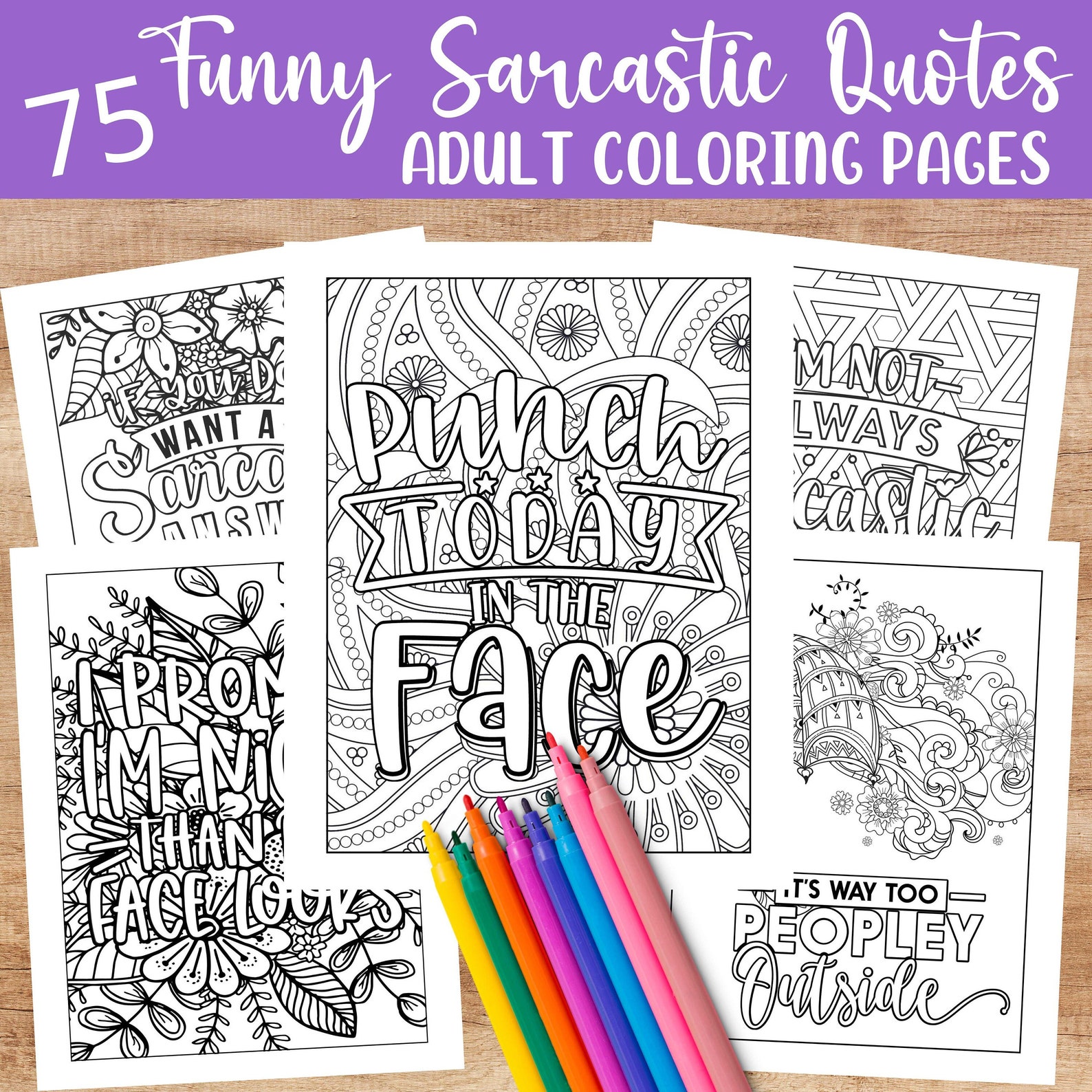 75 Funny Coloring Pages for Adults Printable Sarcastic - Etsy