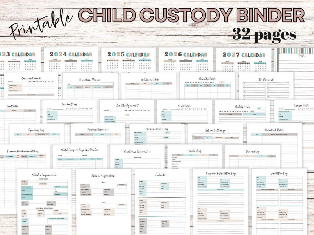 Child Custody Binder for Fathers Printable Court Organizer & Visitation ...