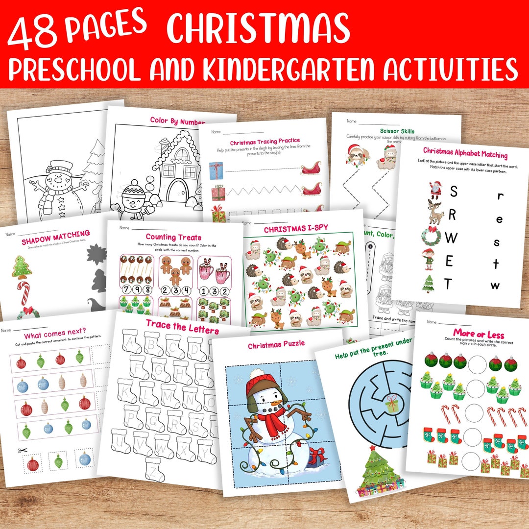 Christmas Preschool Worksheet and Activity Bundle - Pre-k Kindergarten ...