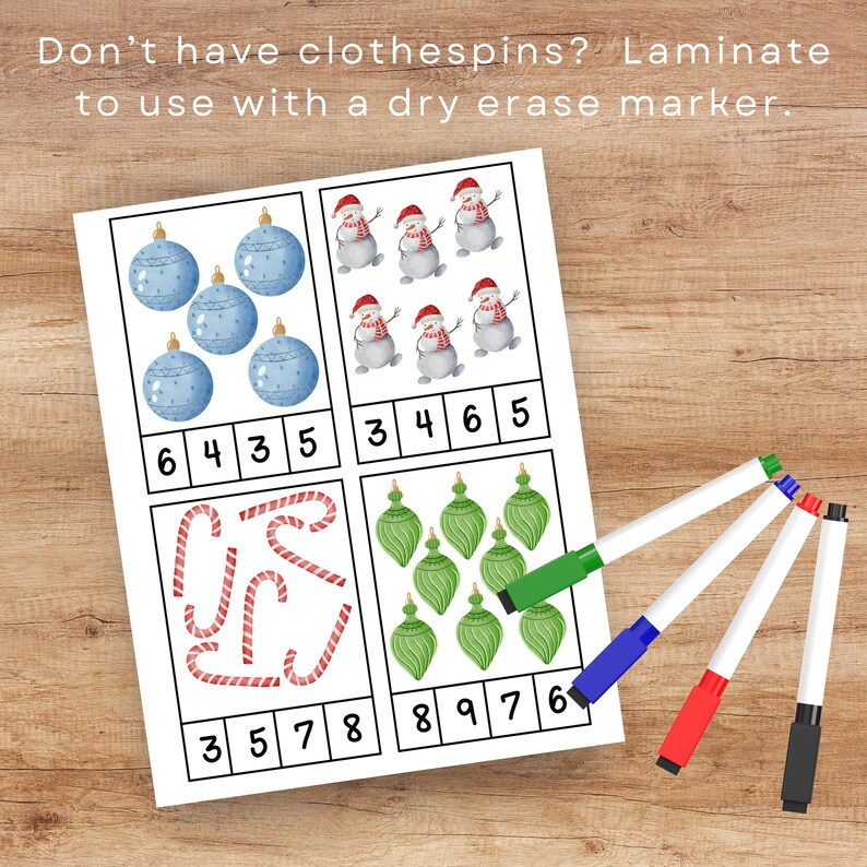 Christmas Count and Clip Cards - Printable Preschool, Pre K, and ...