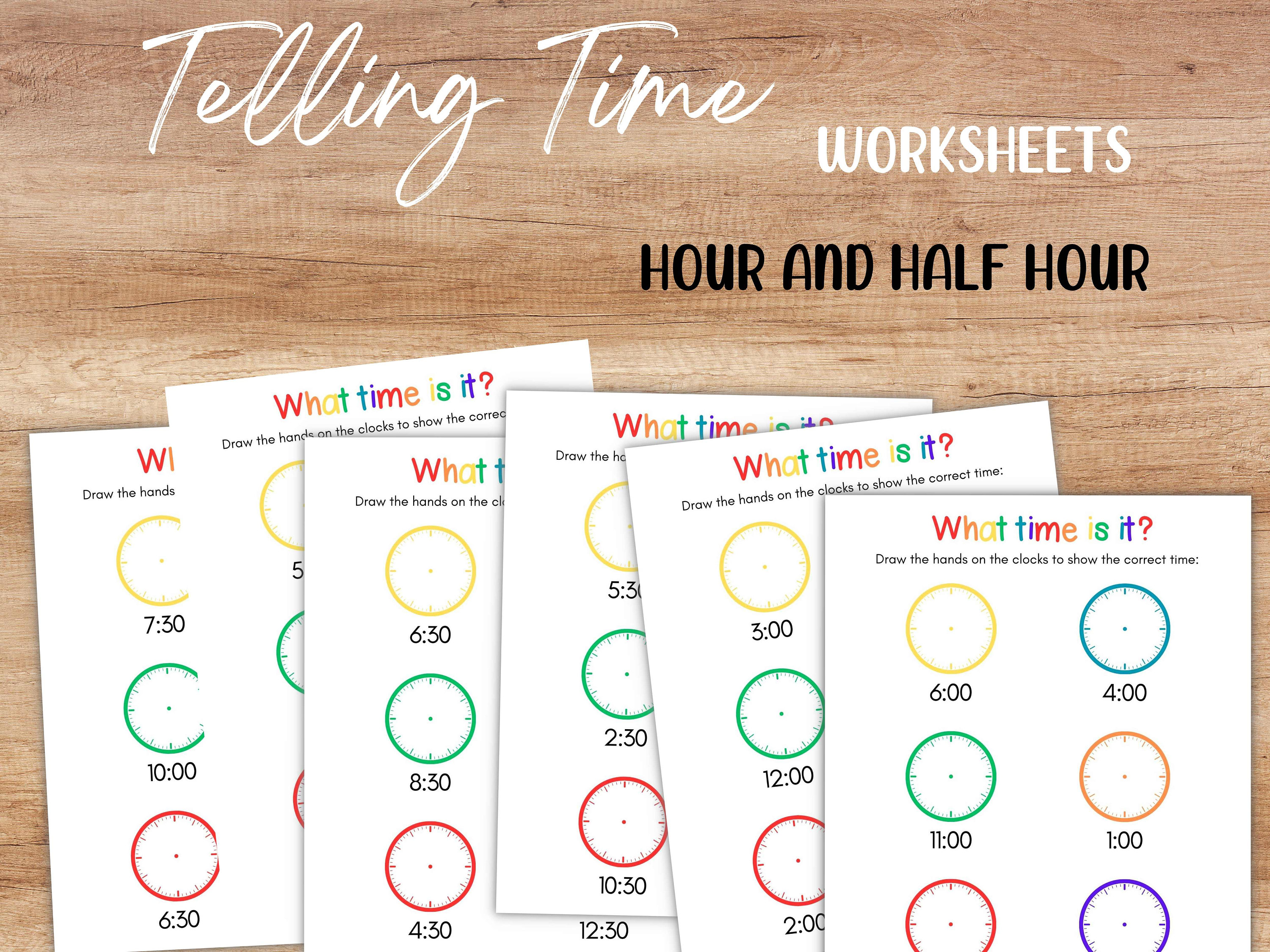 Telling Time Printable - First Grade Math Time to the Hour and Half ...