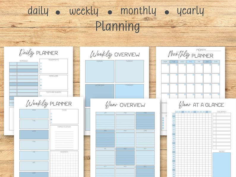Printable Student Academic Planner - Grade Tracker Assignment Exam Prep ...