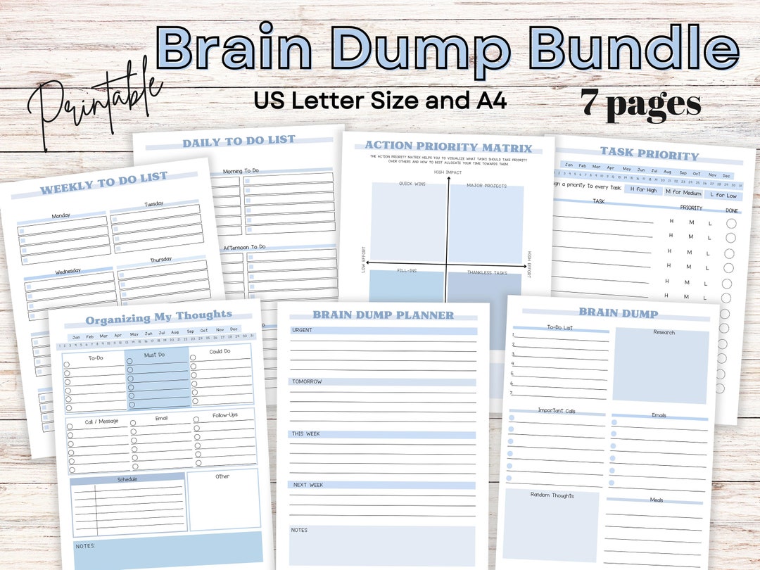 Brain Dump Bundle - ADHD Daily Planner Printable With to Do List ...
