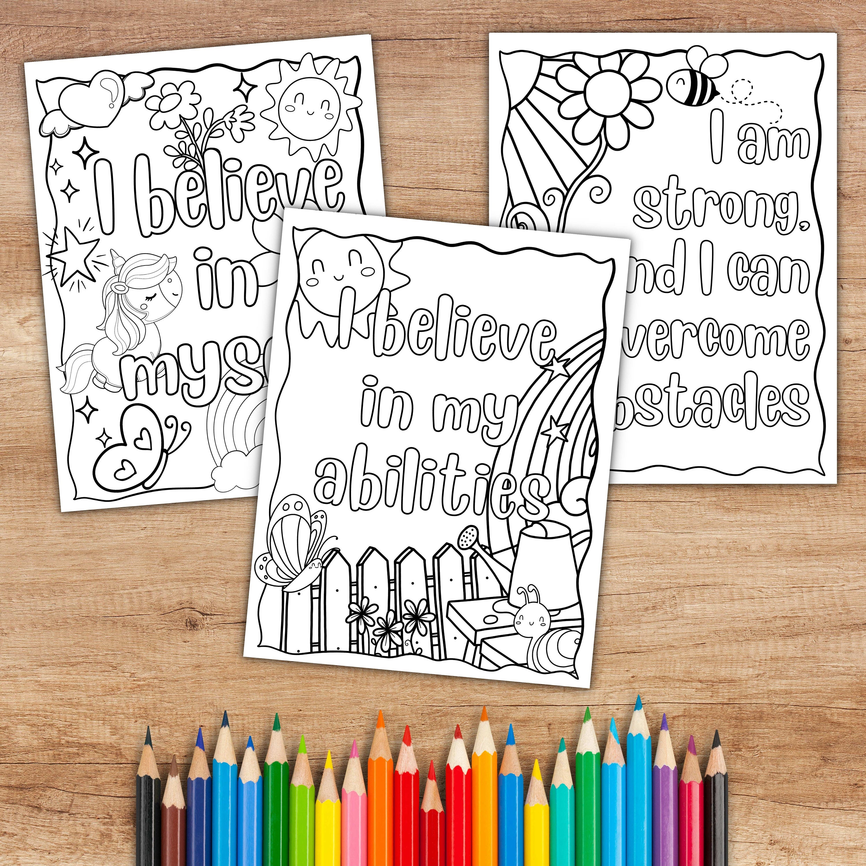 Positive Mental Health Coloring Pages 25 Empowering Affirmations With ...