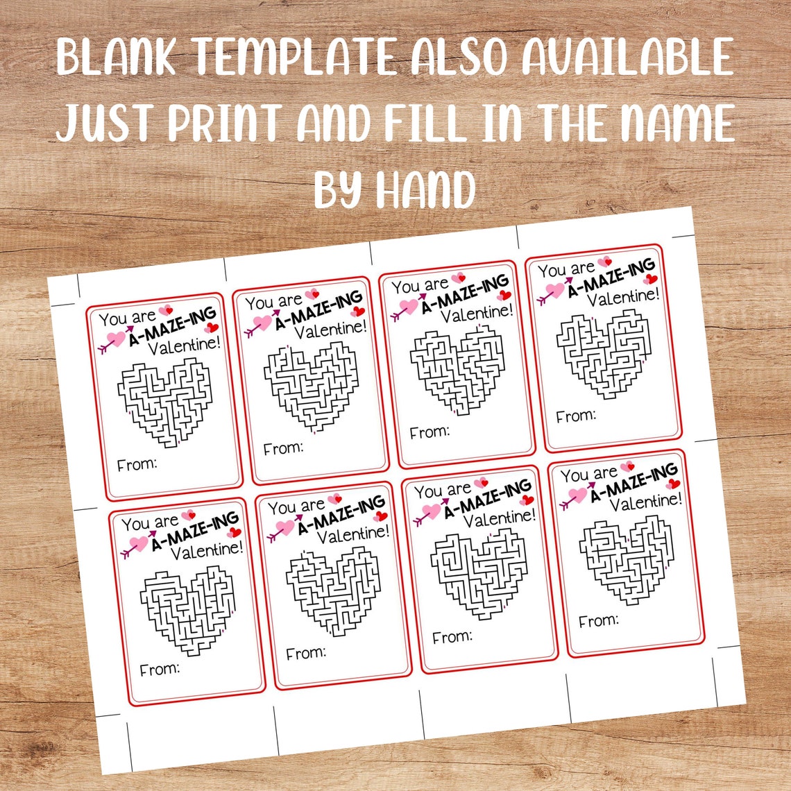 Maze Valentine Cards for Kids - Editable Classroom Valentines - Etsy