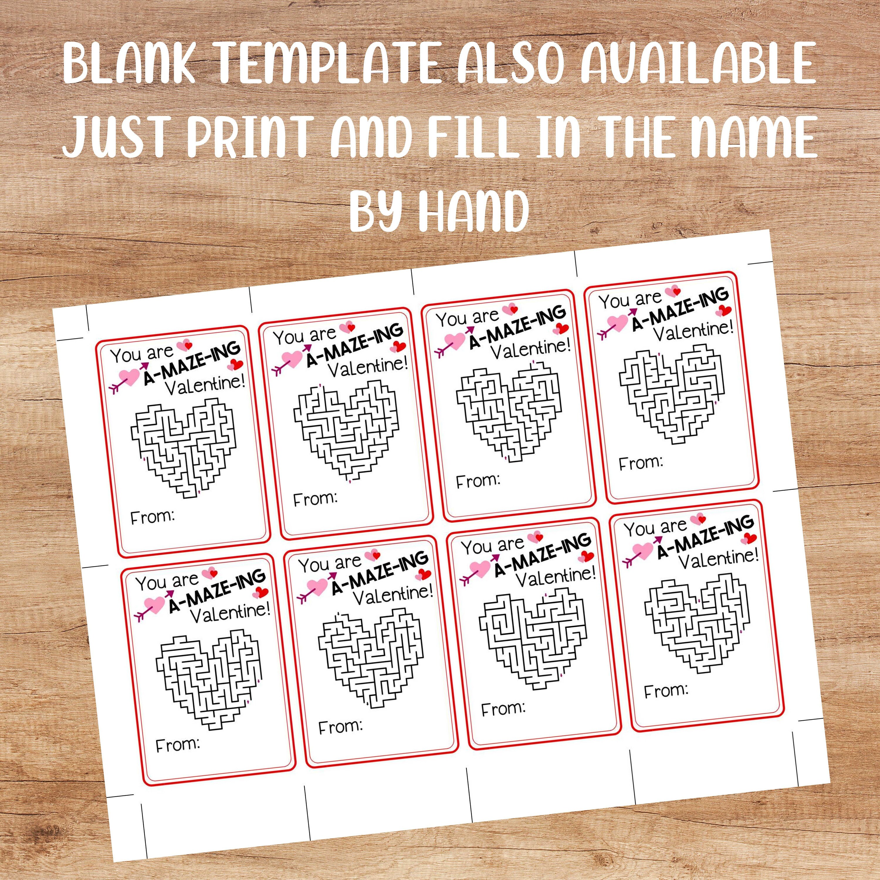 Maze Valentine Cards for Kids - Editable Classroom Valentines - Etsy