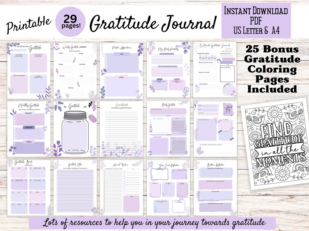 Gratitude Journal Printable - Daily Mindfulness Journal - Self Care ...