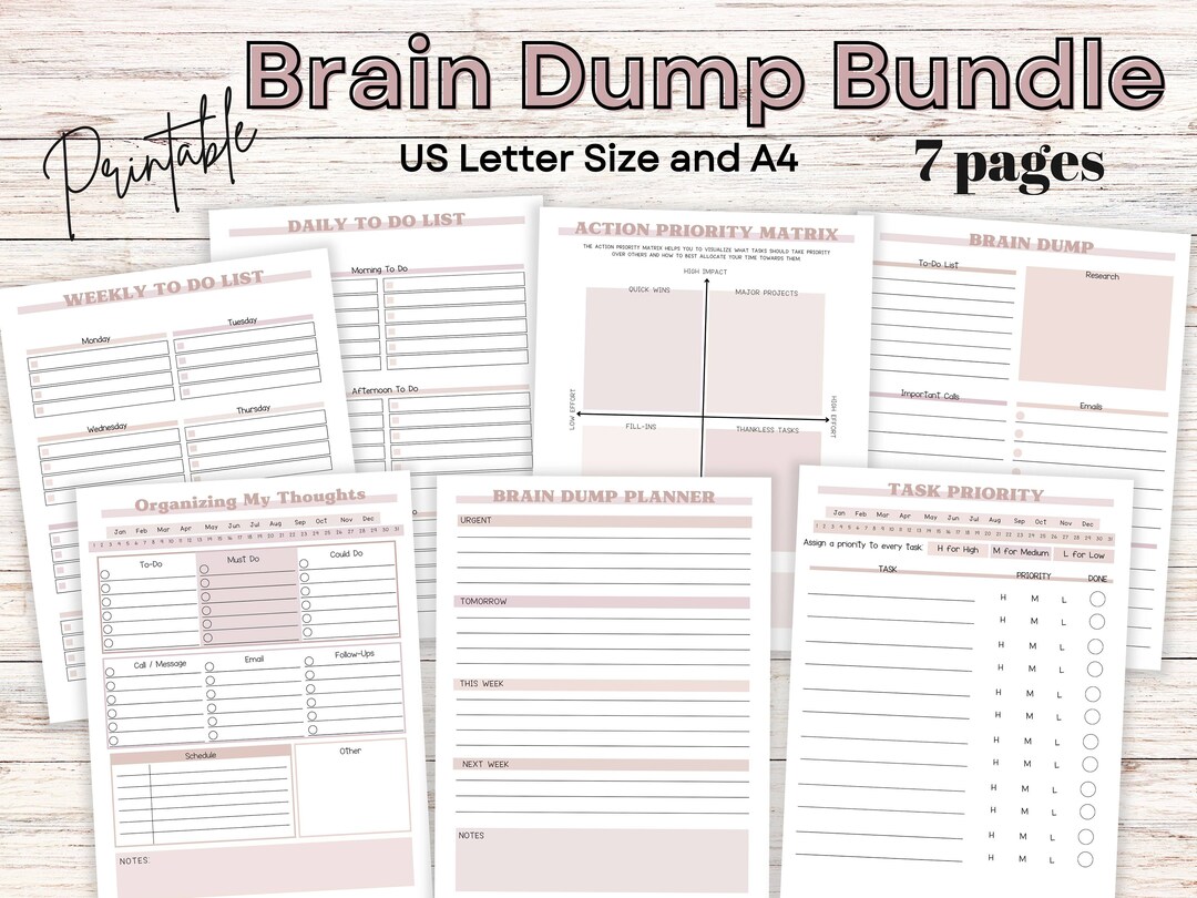 Brain Dump Bundle - ADHD Daily Planner Printable With to Do List ...