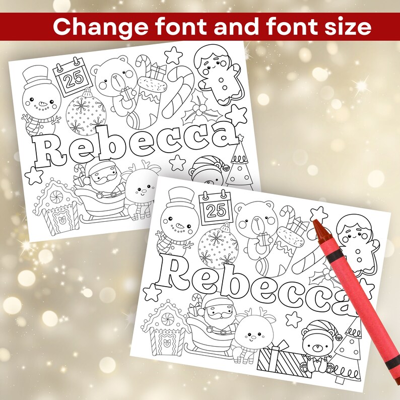 Christmas Coloring Placemat - Editable Custom Name Coloring Sheet for ...
