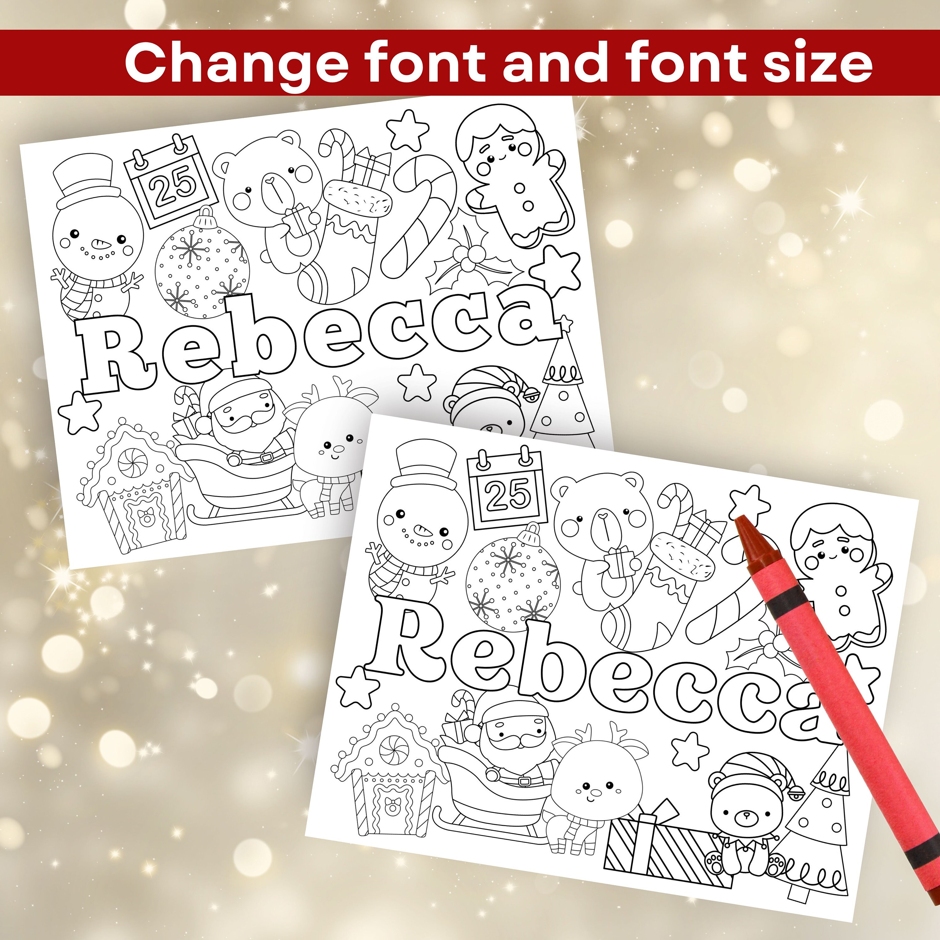 Christmas Coloring Placemat - Editable Custom Name Coloring Sheet for ...