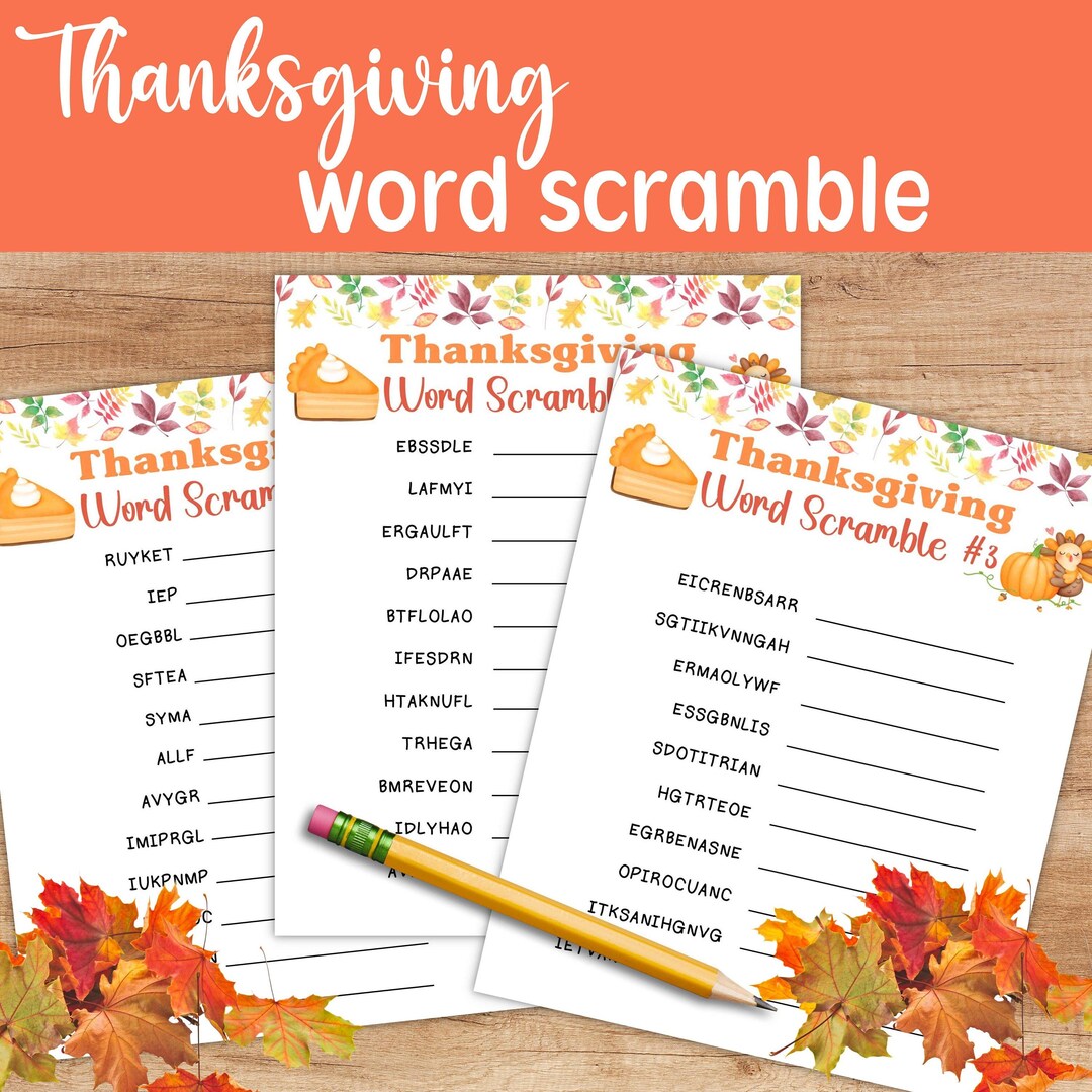 Thanksgiving Word Scramble - Printable Word Game for Kids, Teens, and ...