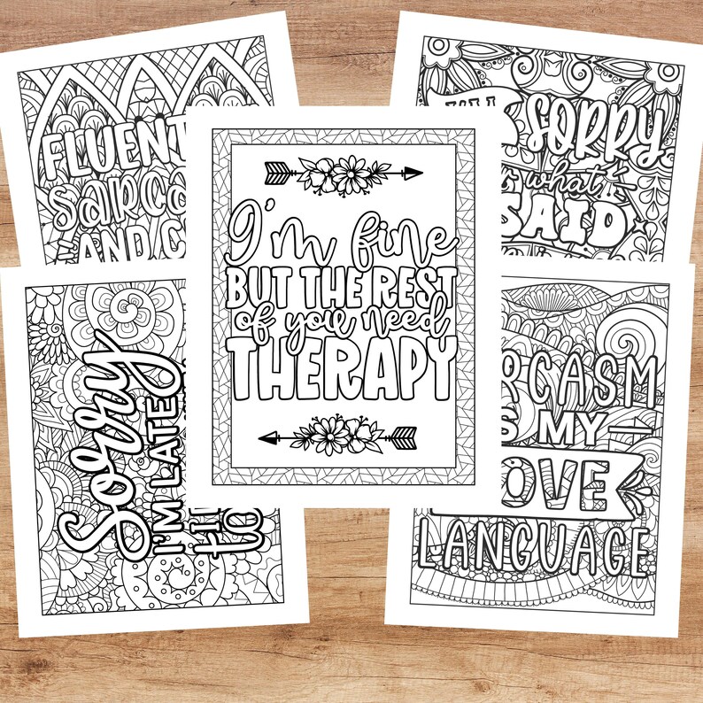 75 Funny Coloring Pages for Adults Printable Sarcastic - Etsy