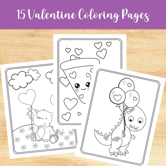 15 Valentine Coloring Pages for Kids Printable | Etsy