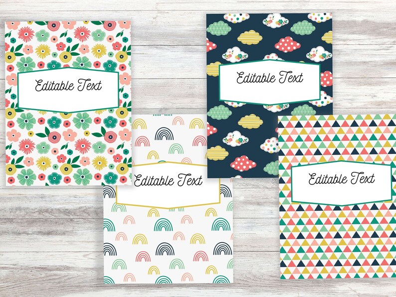 Binder Cover Printable Set of 12 Editable Boho Floral Covers and Spines ...
