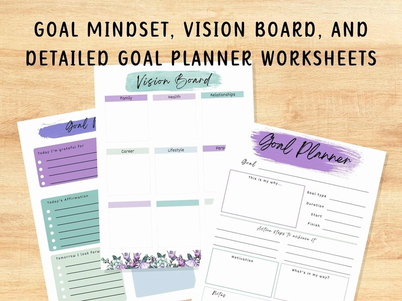 Goal Setting Worksheet Bundle - Printable Planner With SMART Goal ...