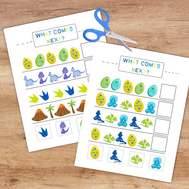 Preschool Cut & Paste Dinosaur Theme Worksheets - Printable Scissor ...