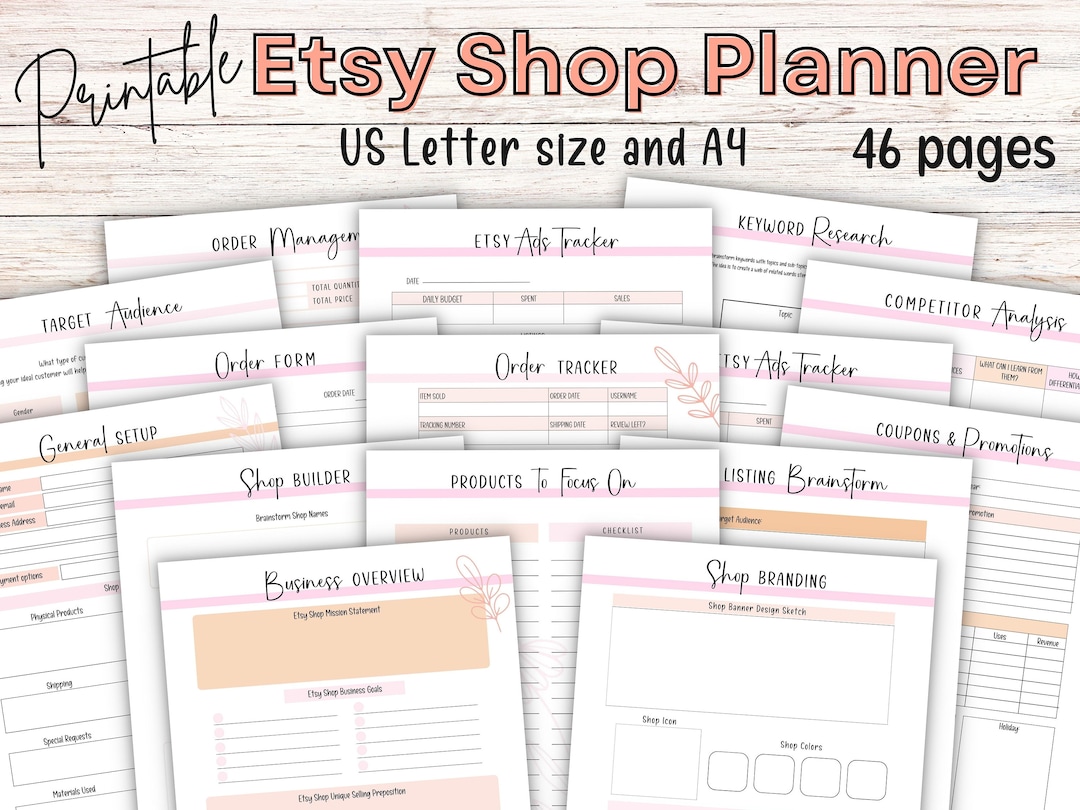 Etsy Shop Planner - Printable Small Business Organizer - Side Hustle ...
